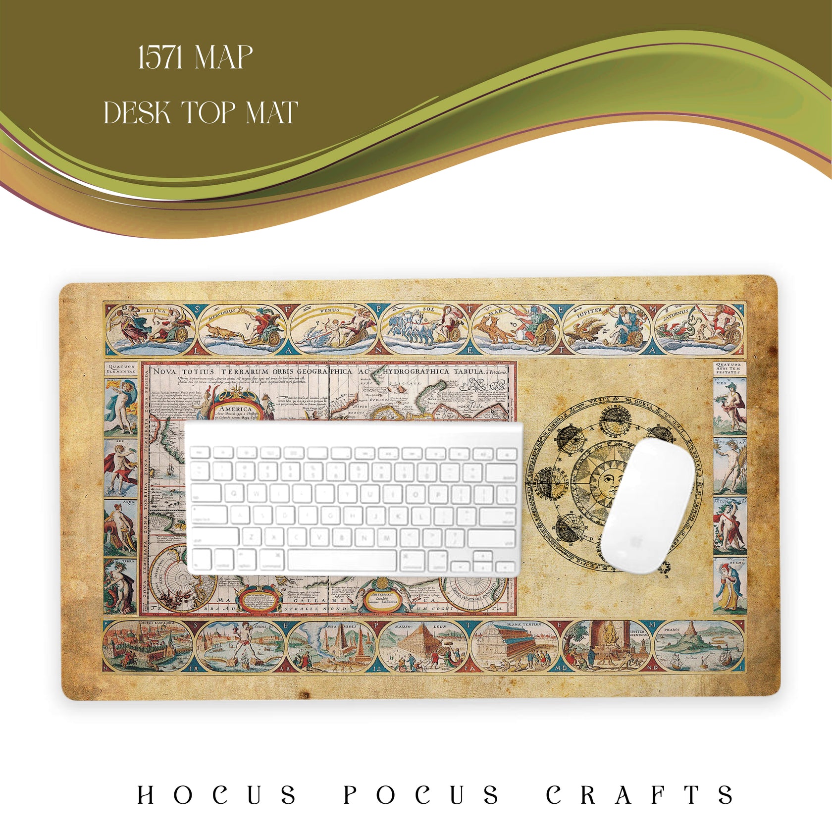 1571 World Map Desk Mat - Large (24" x 14") – Sorcery Soaps™